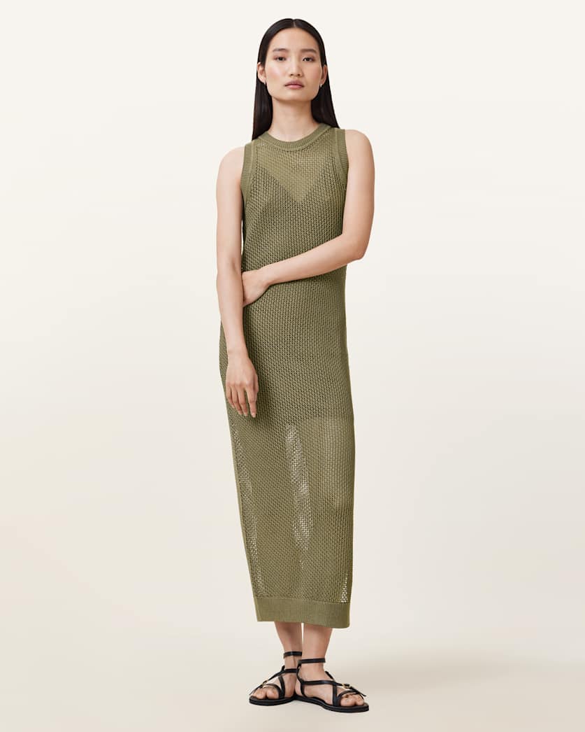 Miro Open Stitch 2-in-1 Maxi Dress FIR GREEN | ALLSAINTS